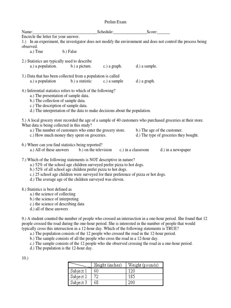 Prelim | PDF | Statistics | Statistical Inference