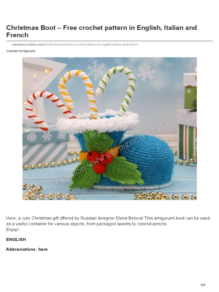 Free Christmas Boot Crochet Pattern | PDF