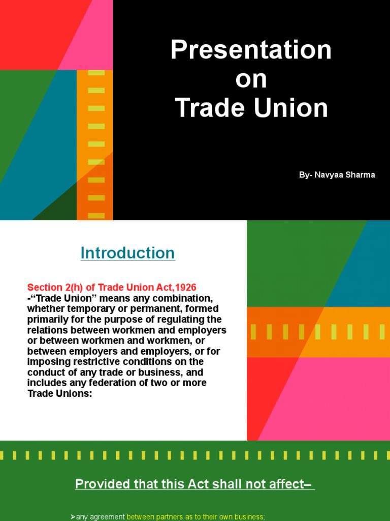 Presentation On Trade Union | PDF | Employment | Trade Union