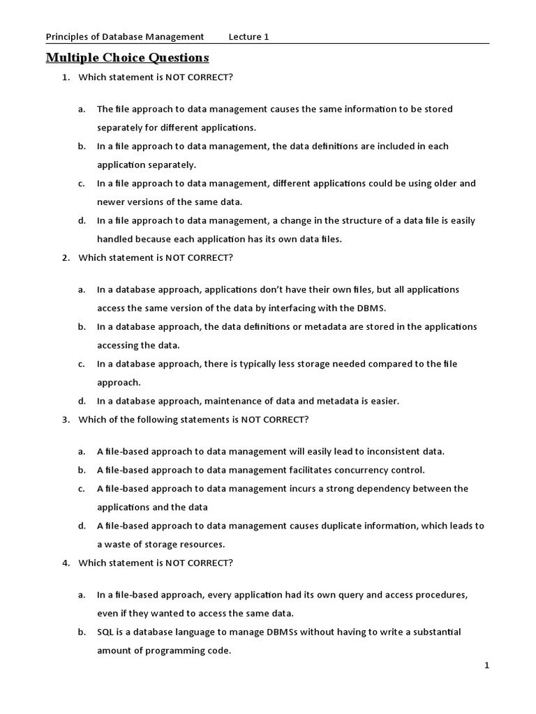 Multiple Choice Questions | PDF | Databases | Data Model