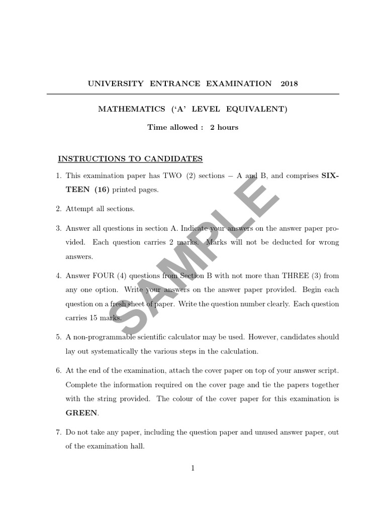 NUS 2018 Exams | PDF | Mean | Acceleration