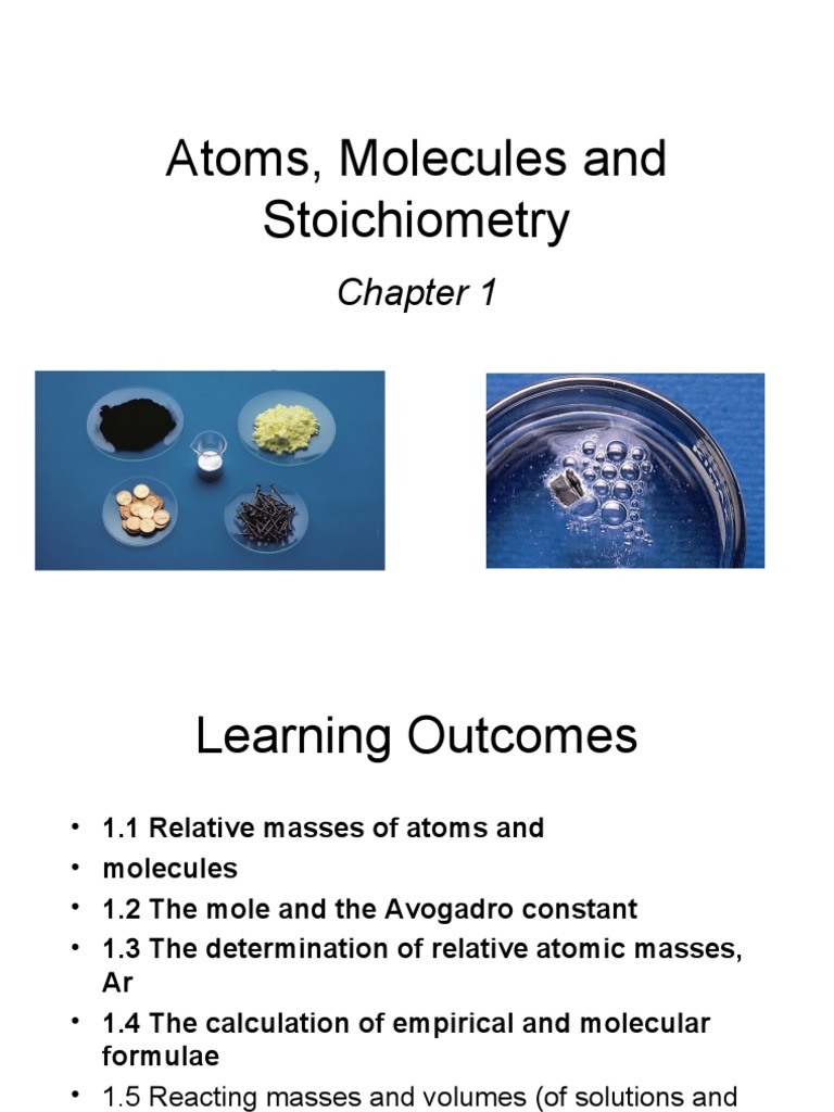 Atoms, Molecules, and Stoichiometry Guide | PDF | Mole (Unit) | Nature