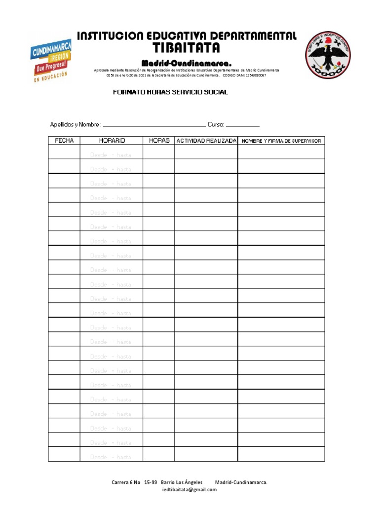 Formato Servicio Social V 1.0 | PDF