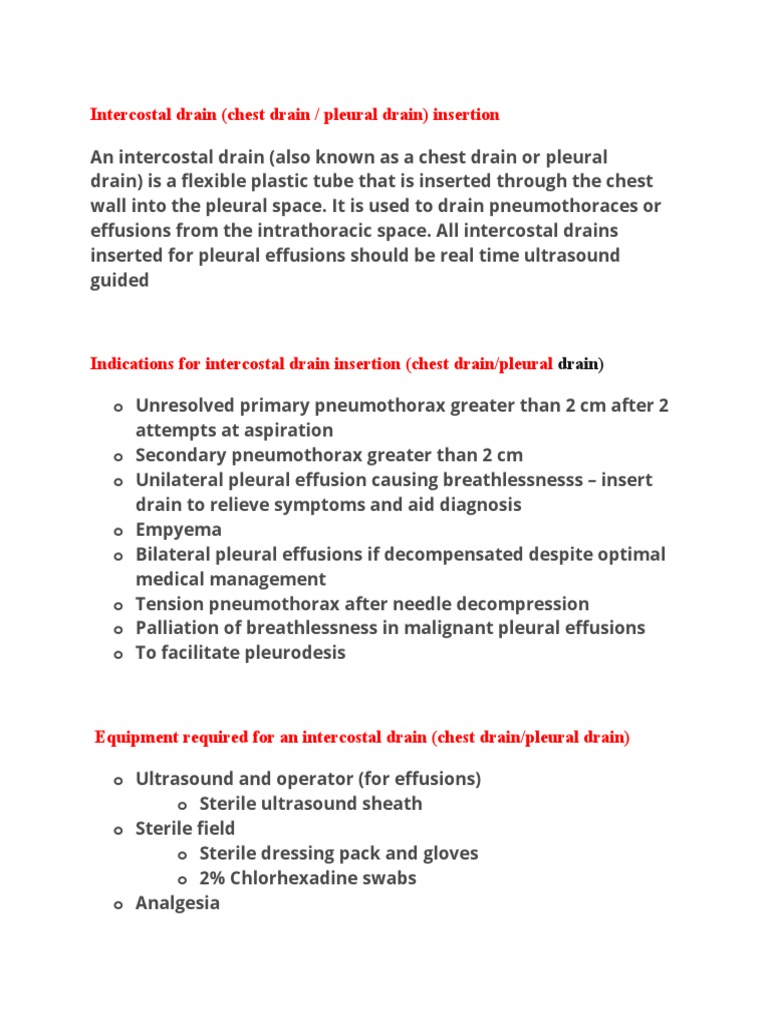 Intercostal Drain Insertion Guidelines | PDF | Diseases And Disorders ...