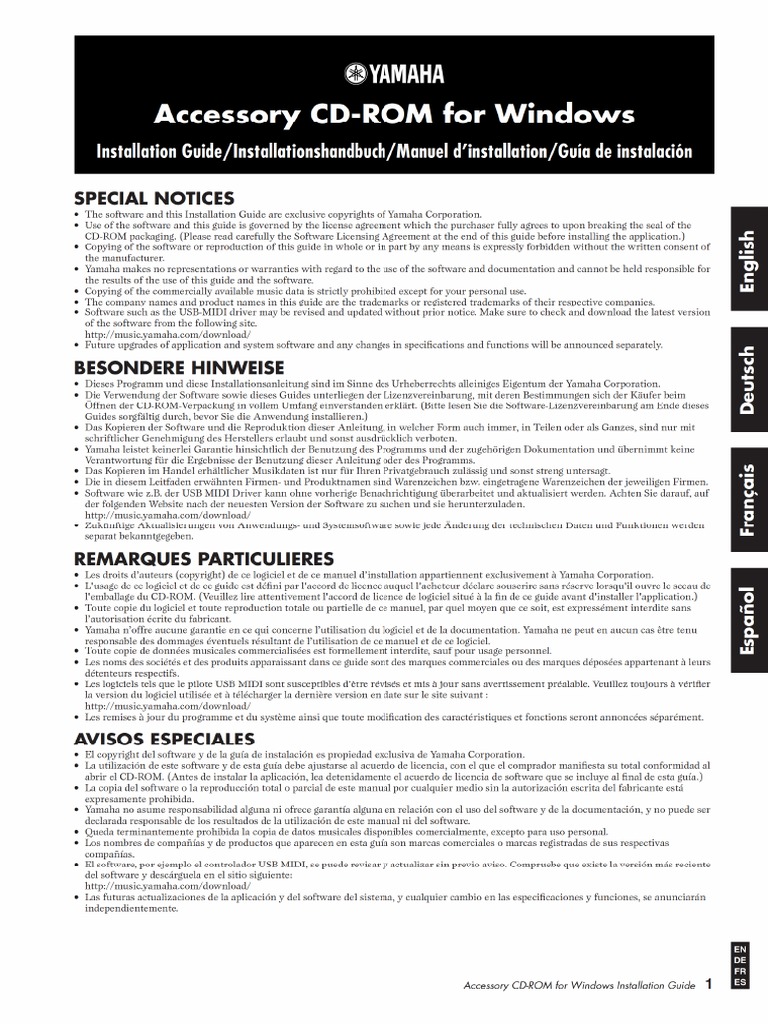 CD-Rom Guide D'installation PSR910 | PDF