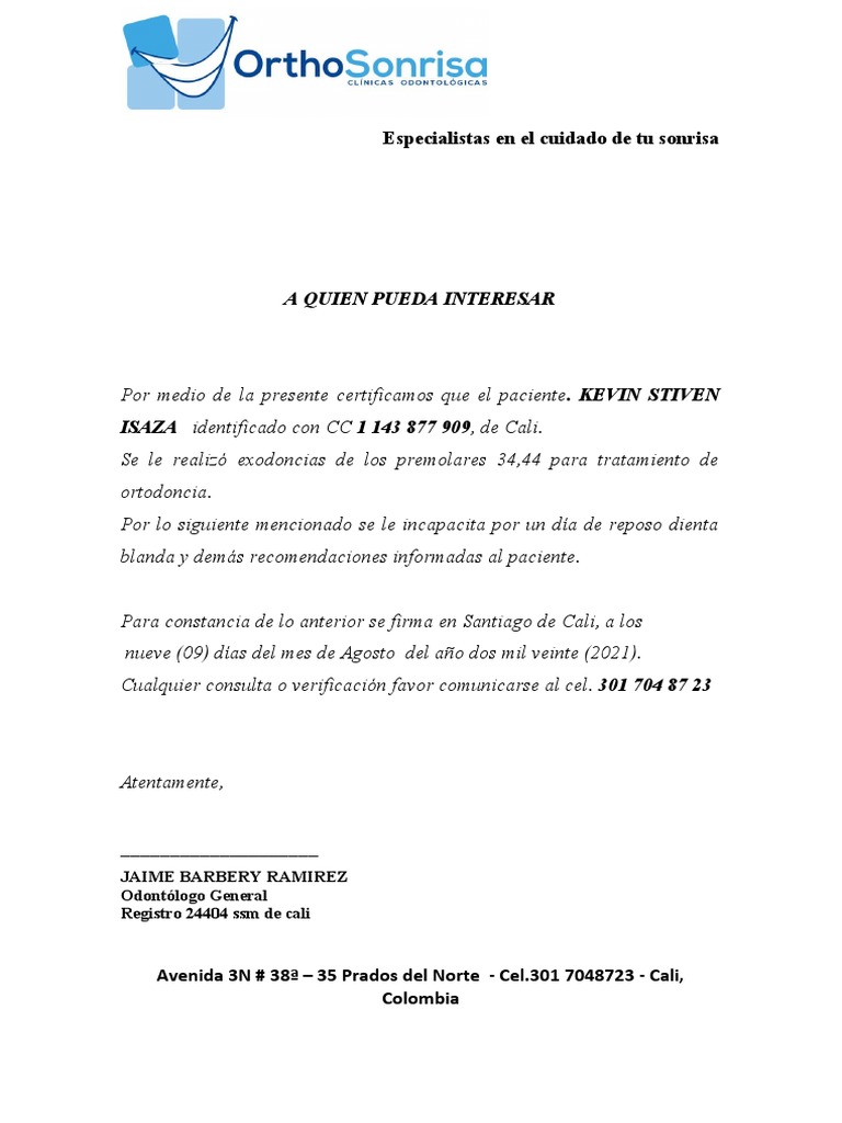 Incapacidad Pac. Kevin Isaza | PDF