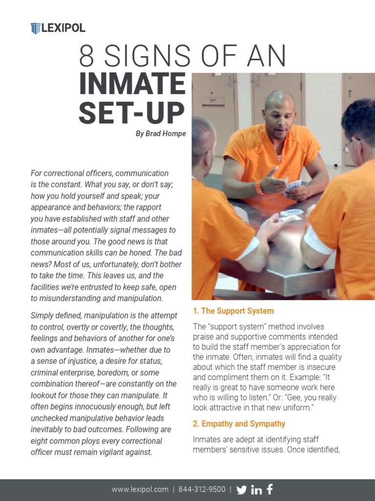 Lexipol 8 Signs of An Inmate Set Up | PDF | Human Nature ...