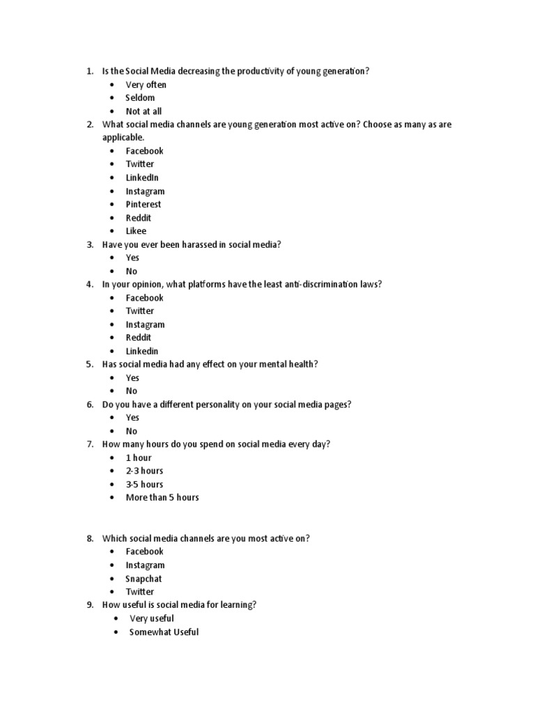 Assessing the Impact of Social Media Usage: A Survey of Young Users ...