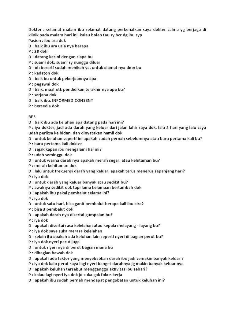 Skenario Anamnesis Ginekologi CSL 5 | PDF