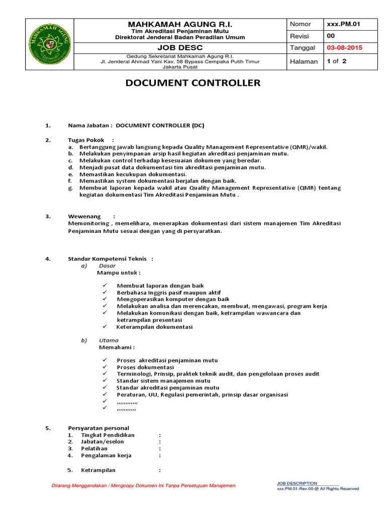 JobDesc Document Control | PDF