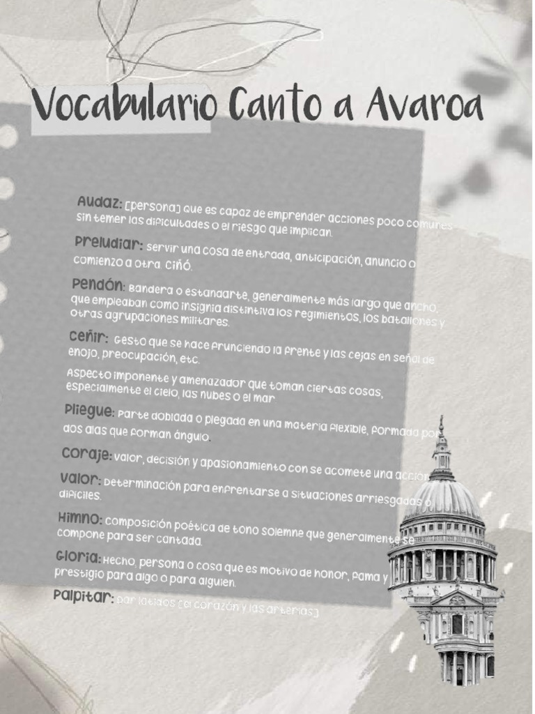 Analisis y Vocabulario de El Canto Avaroa | PDF