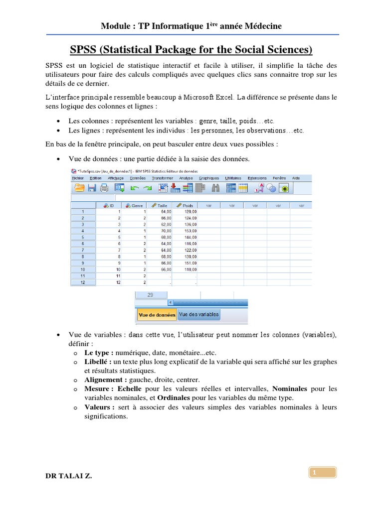 Cours Informatique SPSS | Descargar gratis PDF | SPSS | Statistiques