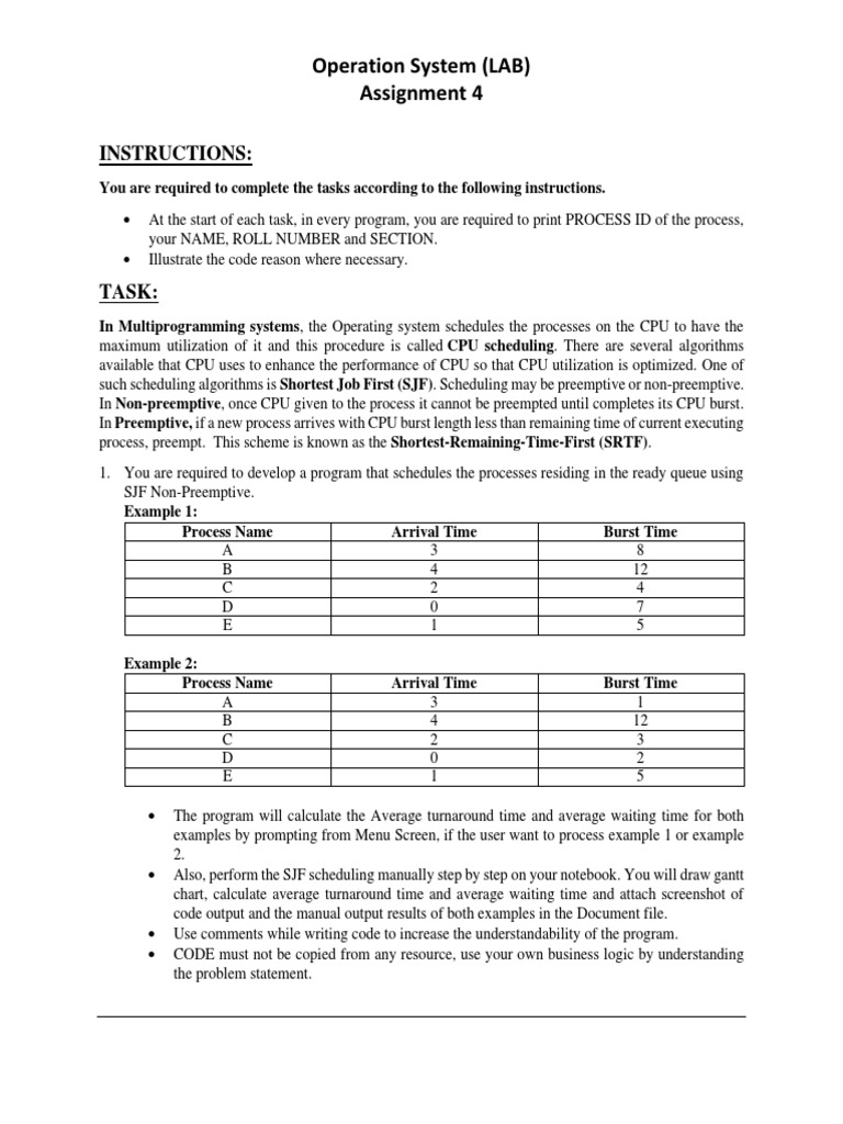 Shortest Job First (SJF) CPU Scheduling Algorithm: Non-Preemptive and ...