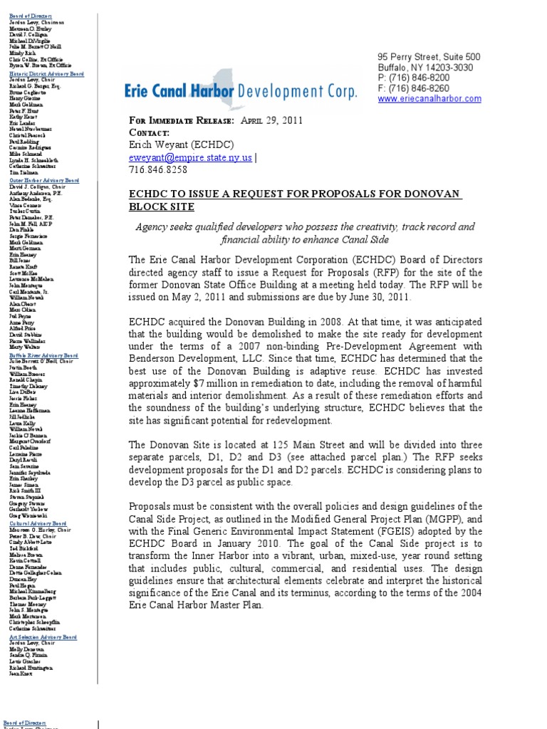 RFP Issued for Donovan Block Redevelopment | PDF | Employment | Labor