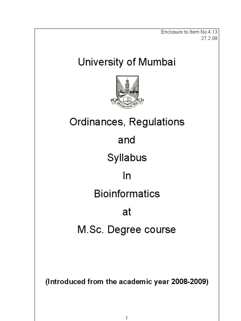 MSC Bioinformatics Syllabus | PDF | Bioinformatics | Sequence Alignment