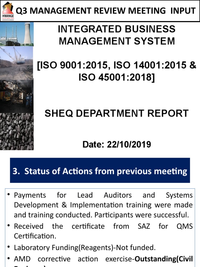 Q3 2019 Management Review SHEQ Presentation-1 | PDF | Occupational ...