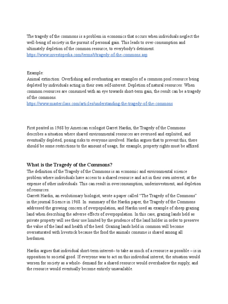 Envi - Science-The Tragedy of The Commons | PDF | Resource | Environment