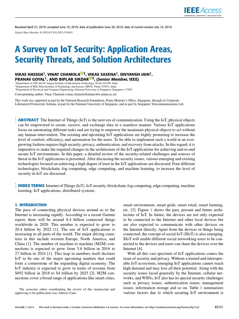 A Survey On IoT Security Application Areas Security Threats and ...