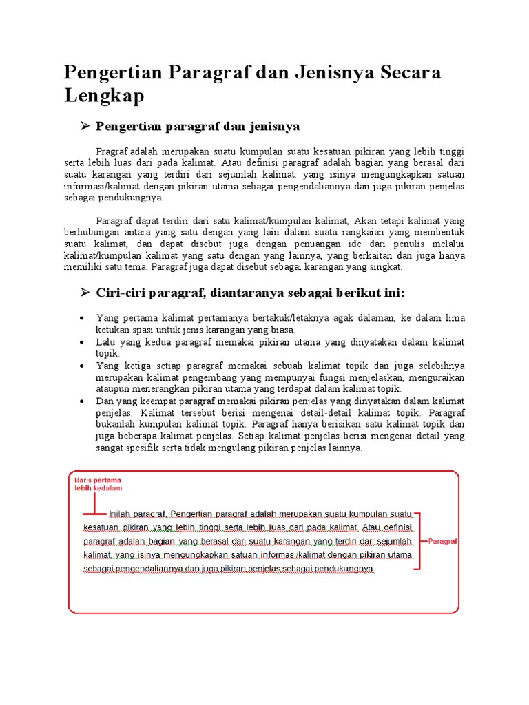Pengertian Paragraf Dan Jenisnya | PDF