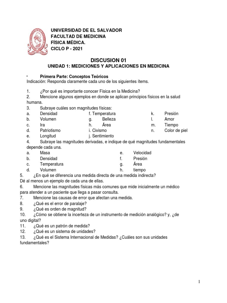 Unidad 1 - Semana 1 - Discusion 01 | PDF | Medición | Densidad