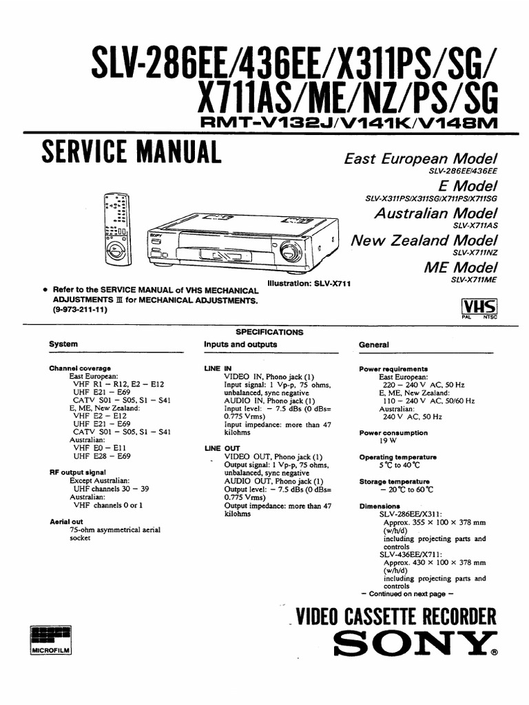 Sony slv-286 436 x311 x711 | PDF