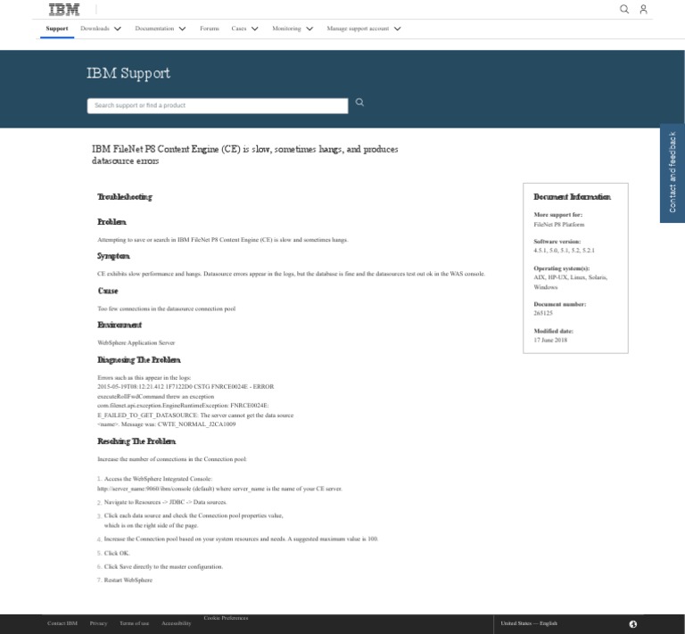 Ibm Support: Ibm Filenet P8 Content Engine (Ce) Is Slow, Sometimes ...