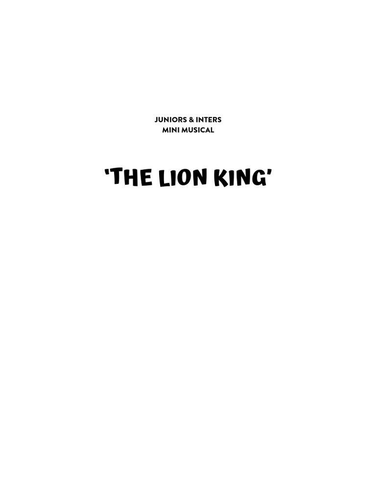 The Lion King': Juniors & Inters Mini Musical | PDF