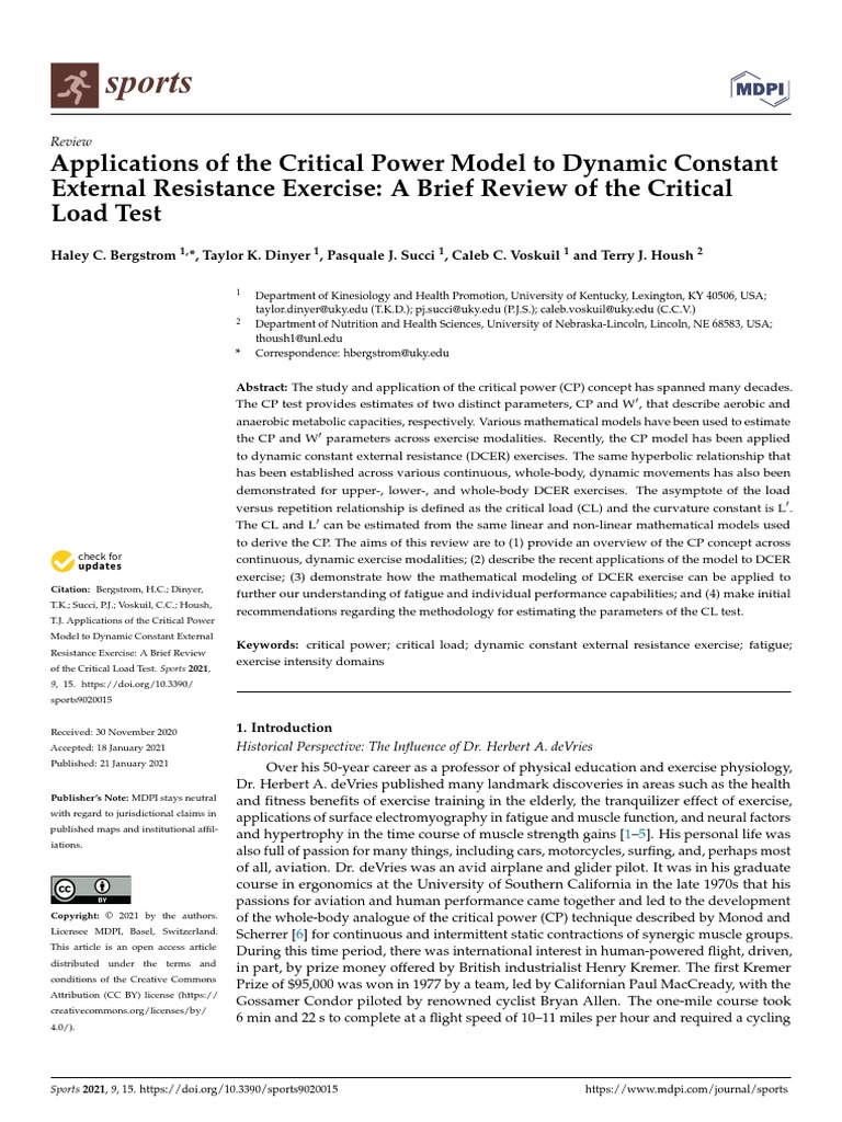Applications of The Critical Power Model To Dynamic Constant External ...
