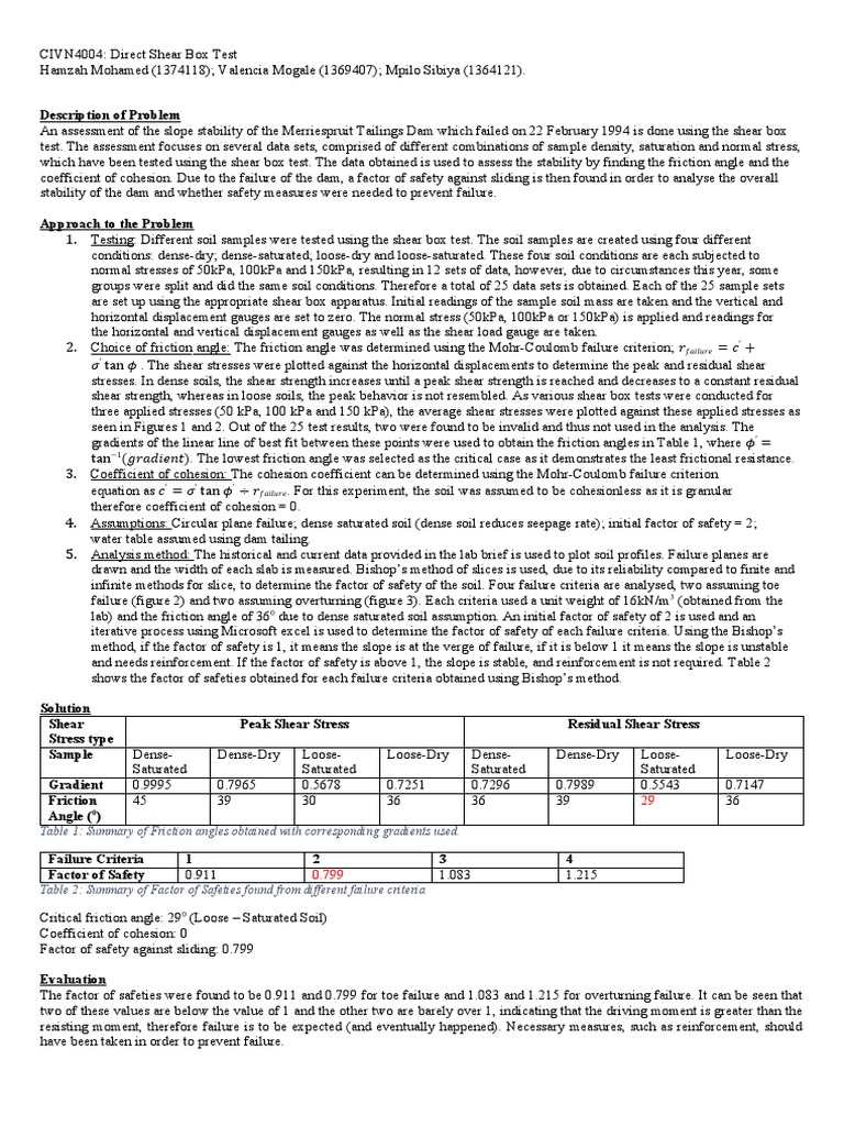 Shear Box Test for Dam Stability Analysis | PDF | Applied And ...