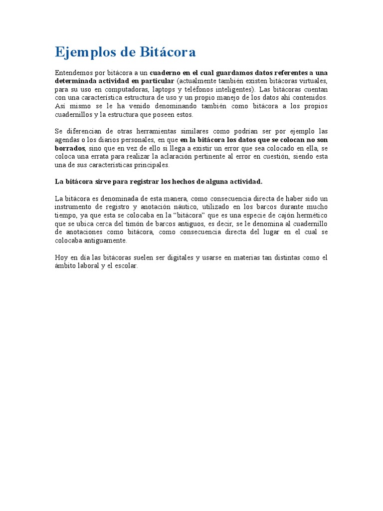 Ejemplos de Bitácora | PDF | Blog | Informática
