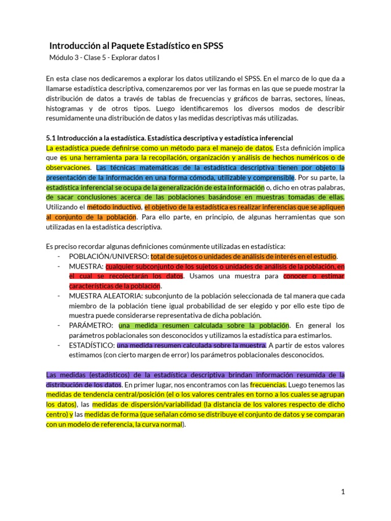 Módulo 3 - Clase 5 - Explorar Datos I | PDF | Spss | Histograma