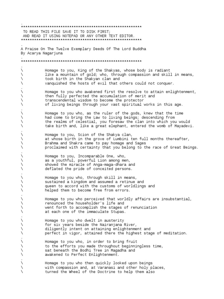 Praise of Buddha's Twelve Deeds | PDF | Enlightenment In Buddhism ...