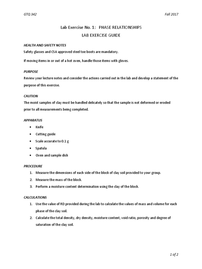 GTQ 342 Lab Ex 1 Phase Relationships Lab Exercise Guide Sept 2017 | PDF
