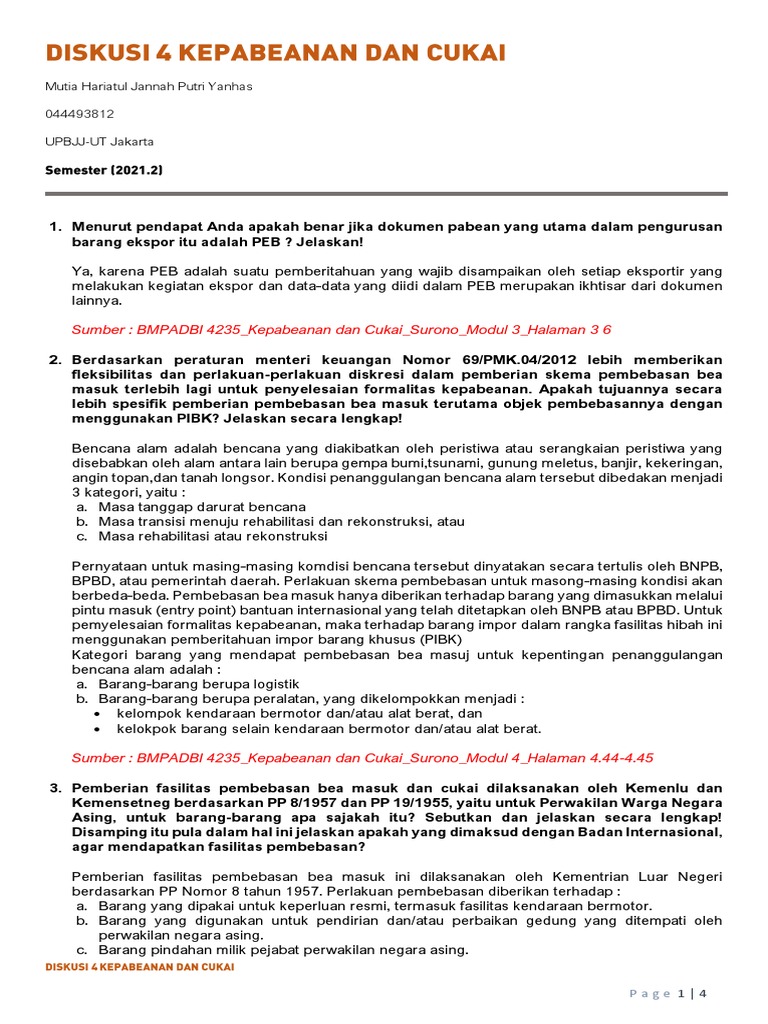 Diskusi Kepabeanan dan Cukai | PDF | Pengelolaan Keuangan & Uang | Ilmu Sosial