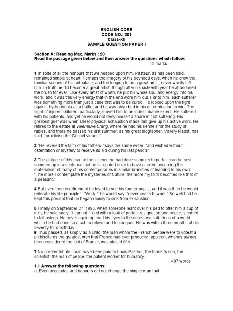 English Sample Paper 12th 1 | PDF | Language Arts & Discipline