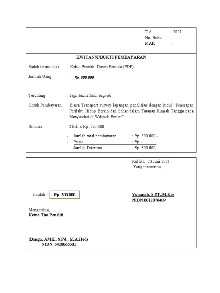 Kwitansi Transport | PDF