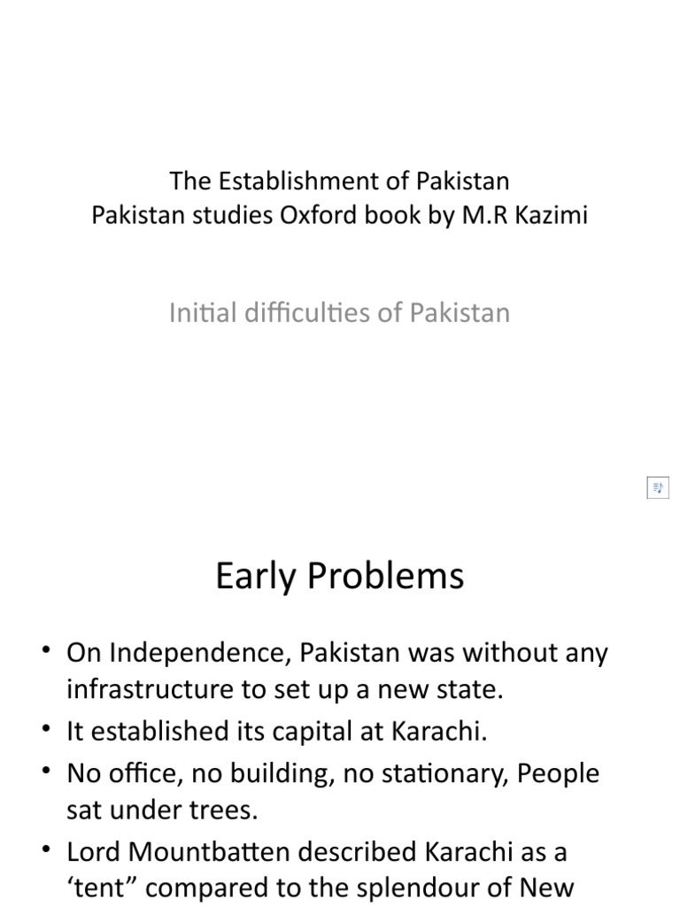 Initial Problems of Pakistan | PDF