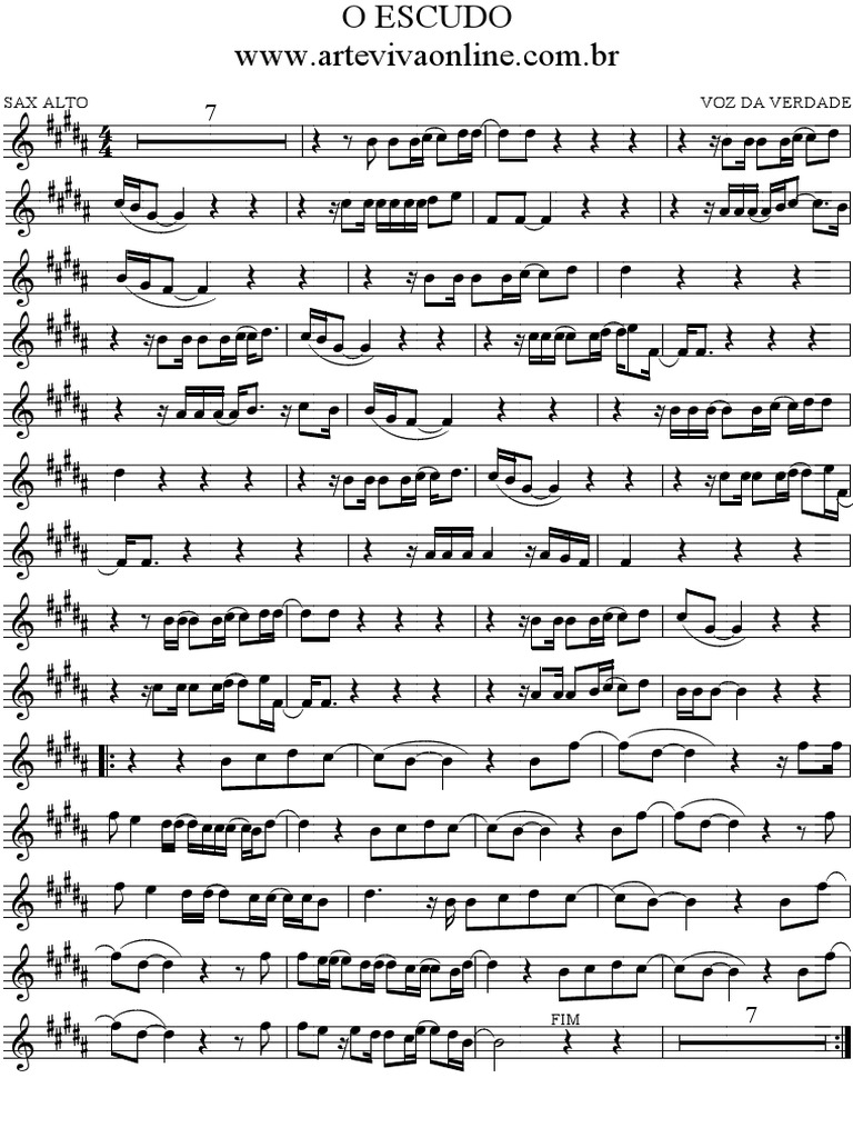 O Escud0 Sax Alto (Partitura) | PDF