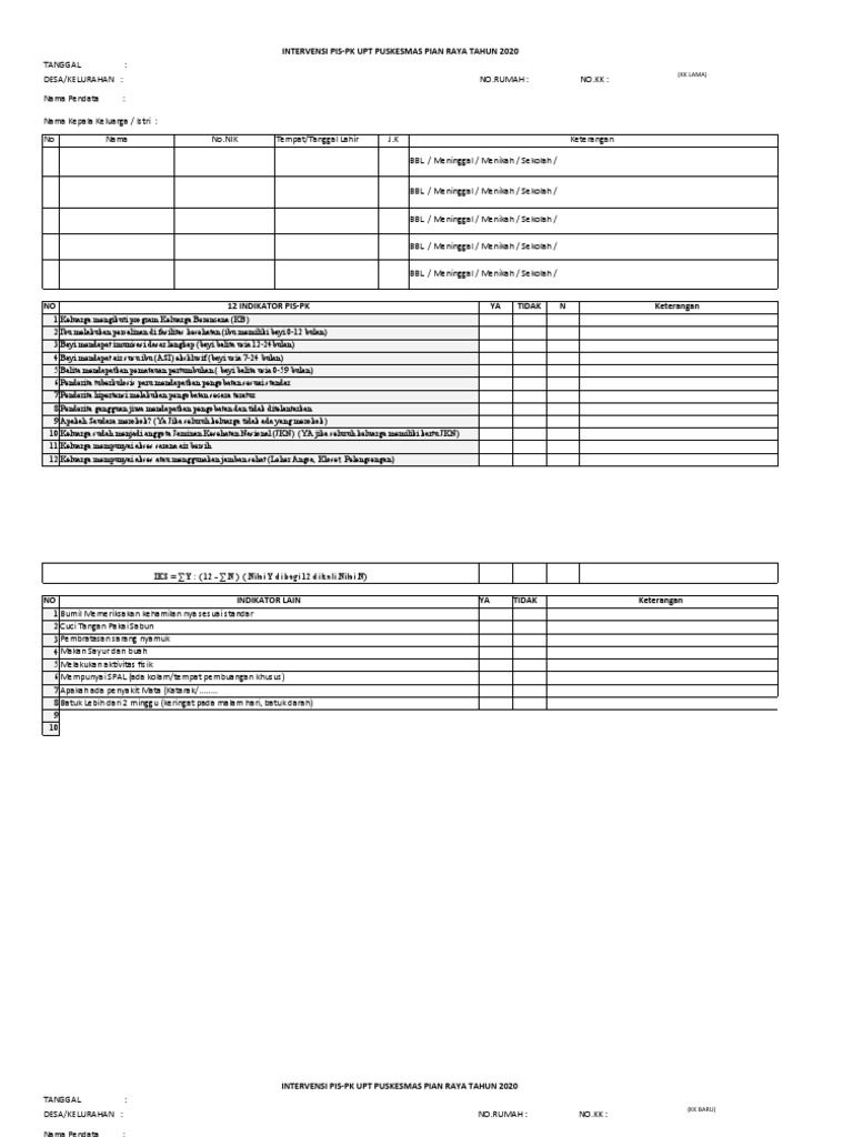 Ceklist Pis-Pk | PDF