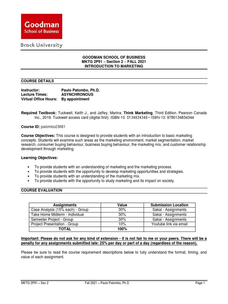 Intro to Marketing Course Guide | PDF | Thesis | Marketing