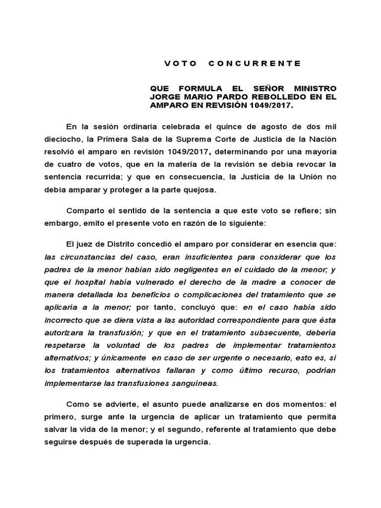 Voto Concurrente | PDF | Medicina alternativa | Sentencia (ley)