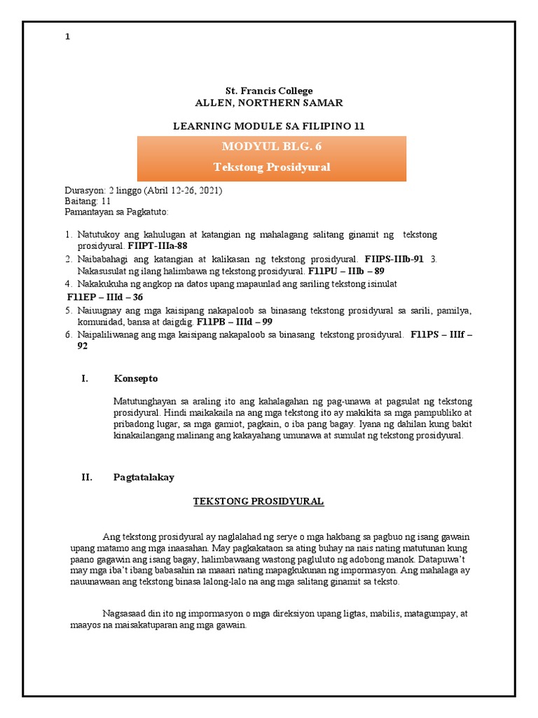 Filipino Module 6 (April 12-23) | PDF