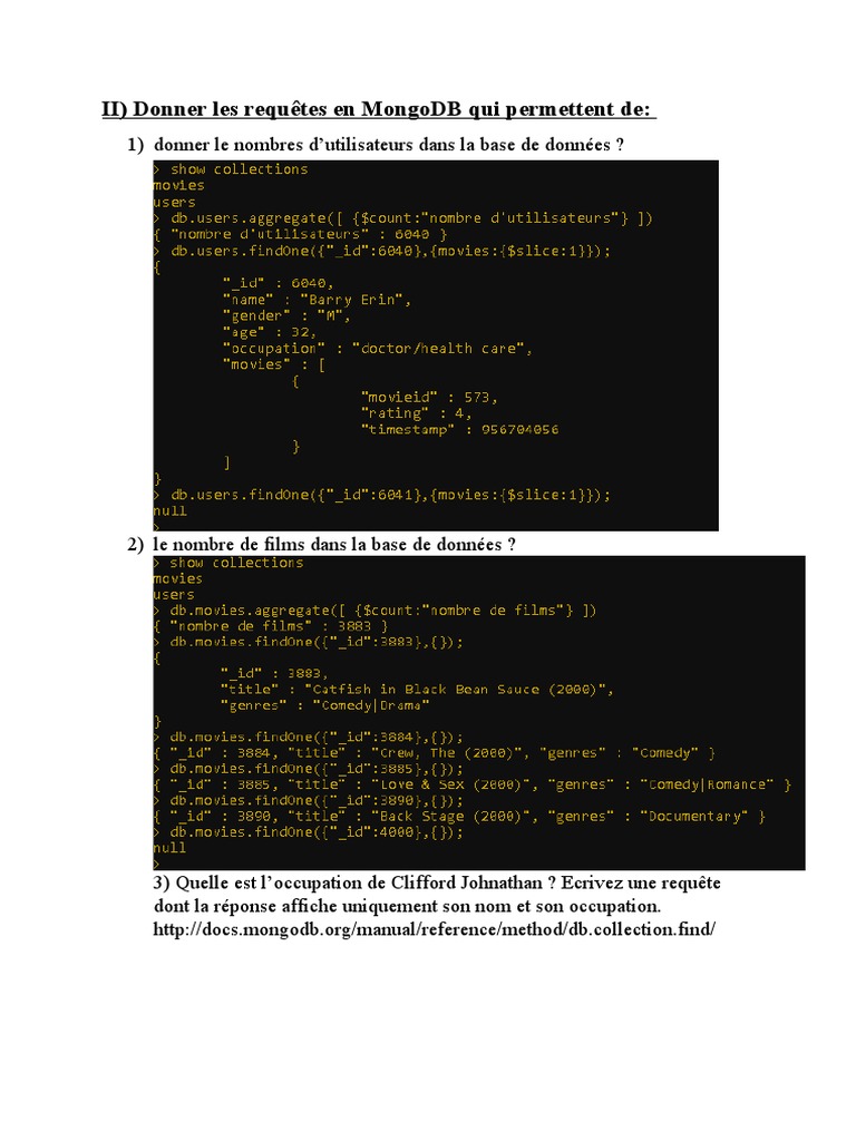 Rapport tp6 (Mongo DB) | PDF