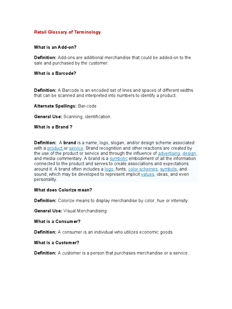 Retail Glossary of Terminology: Product Service Advertising Design ...