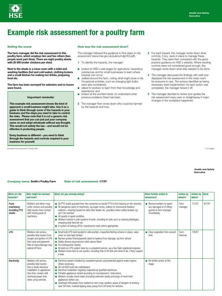 Poultry Farm | PDF | Occupational Safety And Health | Risk Assessment