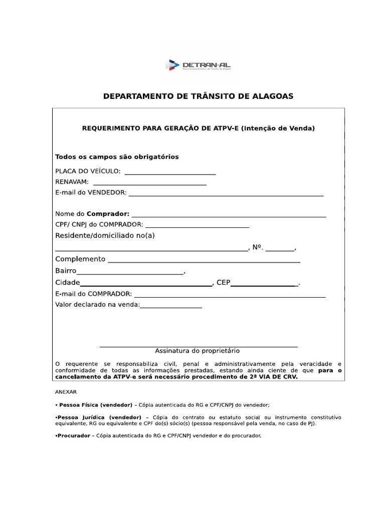 Formulário - ATPV | PDF