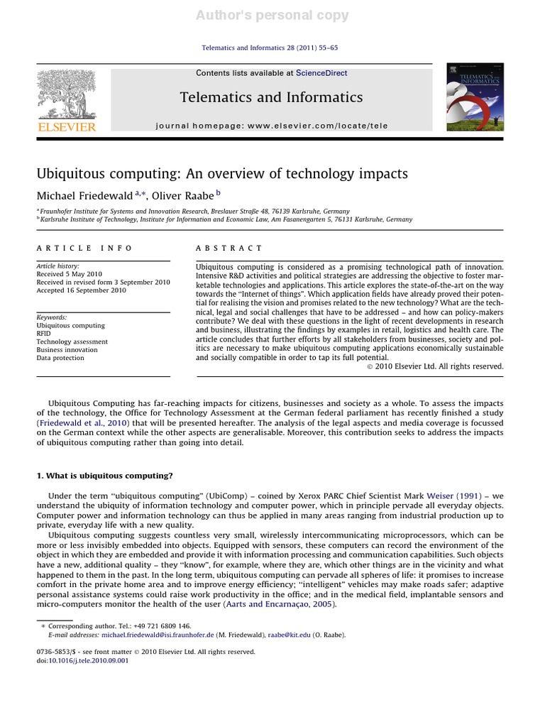 Ubiquitous Computing An Overview of Tech | PDF | Radio Frequency ...