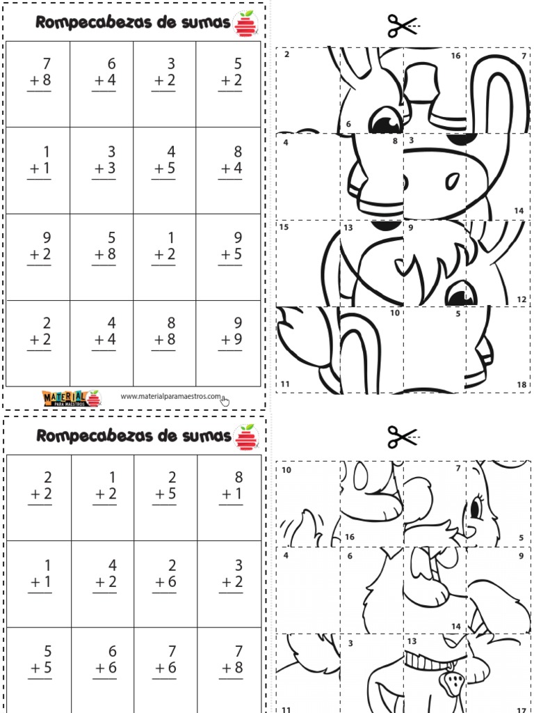 Rompecabezas de Sumas para Primer Grado | PDF