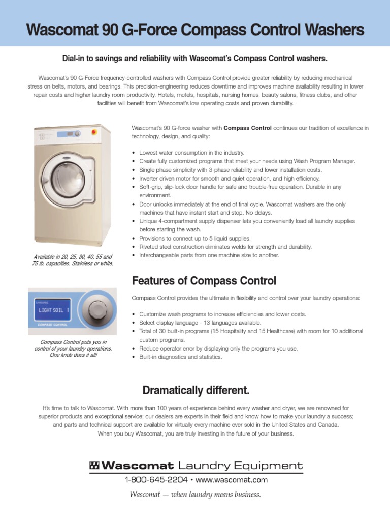 Wascomat Specifications W620co W625co W630co W640co W655co W675co | PDF ...