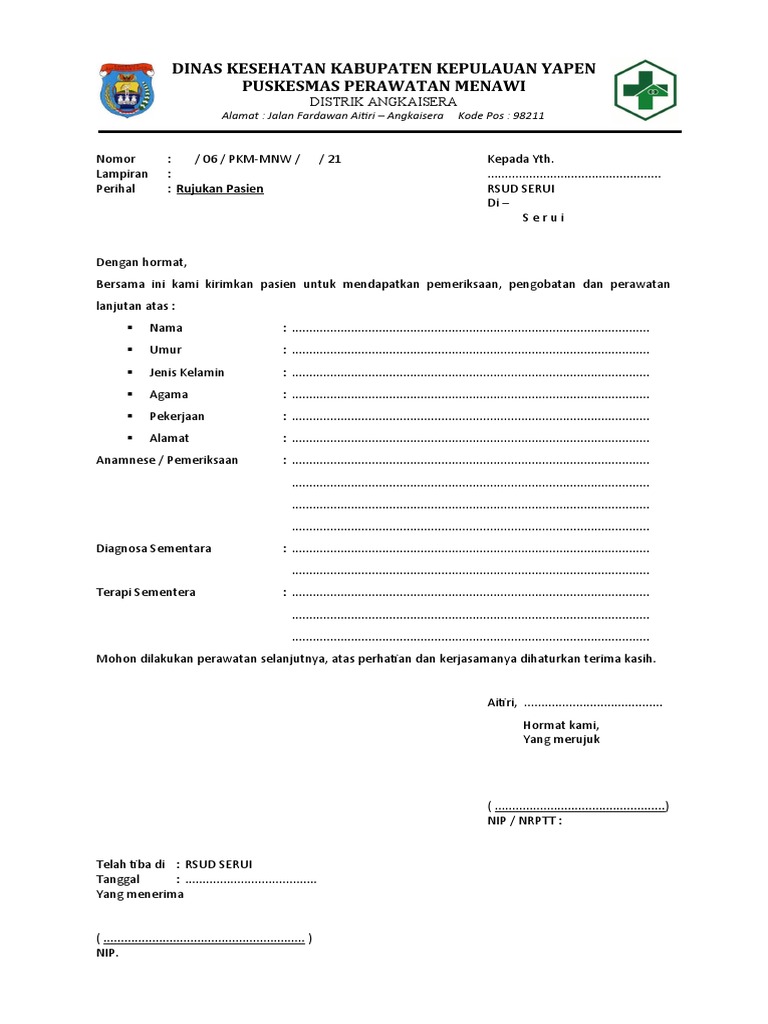 Form Rujukan Pasien PKM Menawi | PDF | Bisnis | Teknologi & Rekayasa
